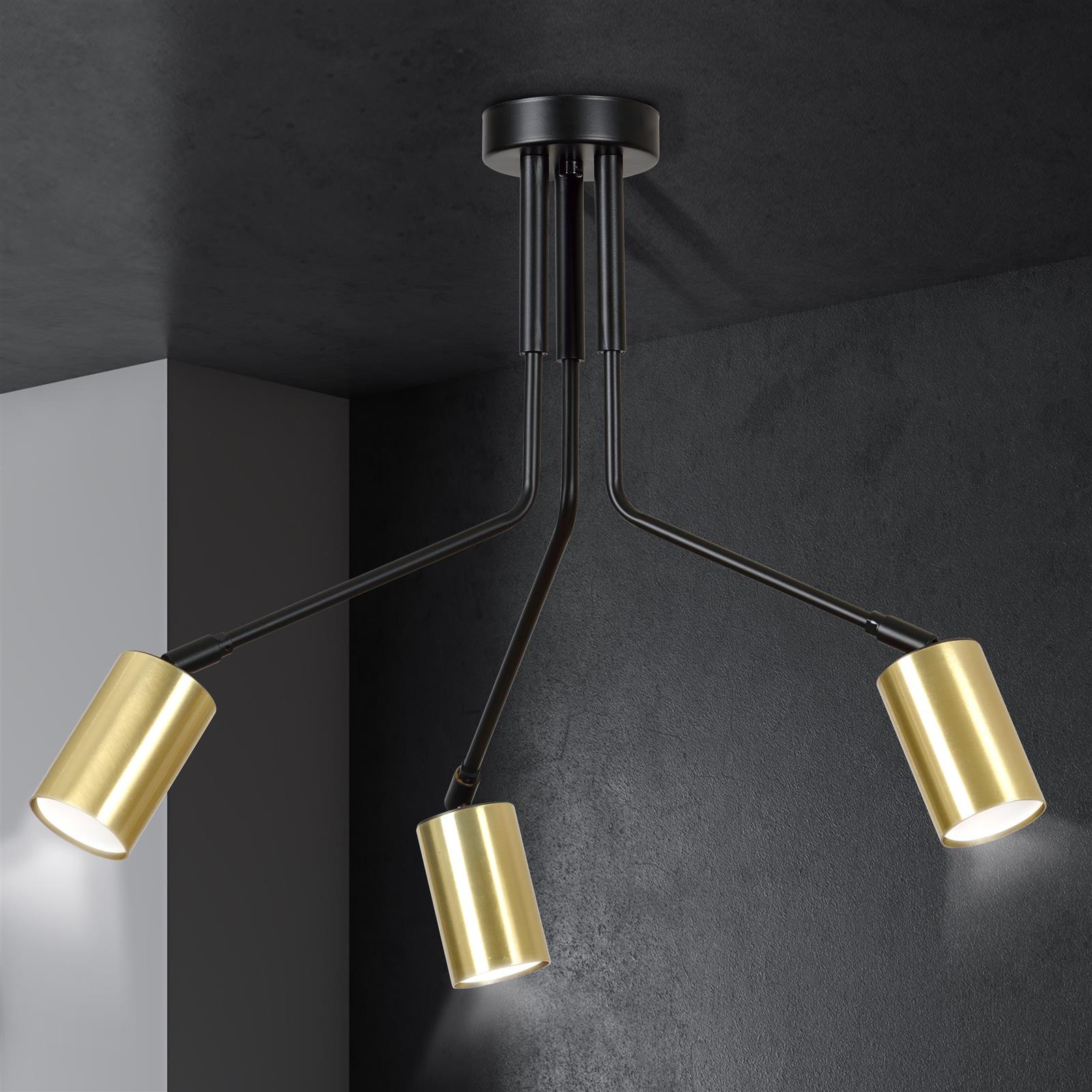 VERNO 3 BLACK 655/3 nowoczesny spot sufitowy regulowane reflektory dużo światła czarno-złoty ...